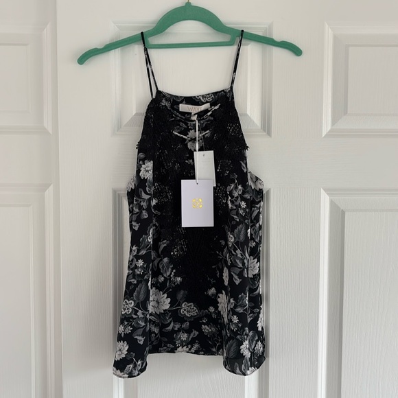 Wayf | Tops | Nwt Wayf Top Black Floralspaghetti Strapslinedblouse Size ...